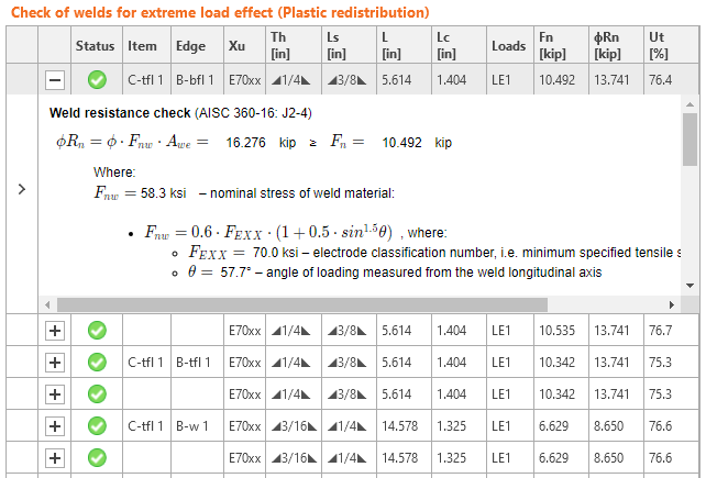 Code-check of welds (AISC) | IDEA StatiCa